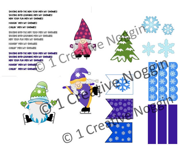 New Year, Skating Gnomes Bulletin Board Kit - Etsy