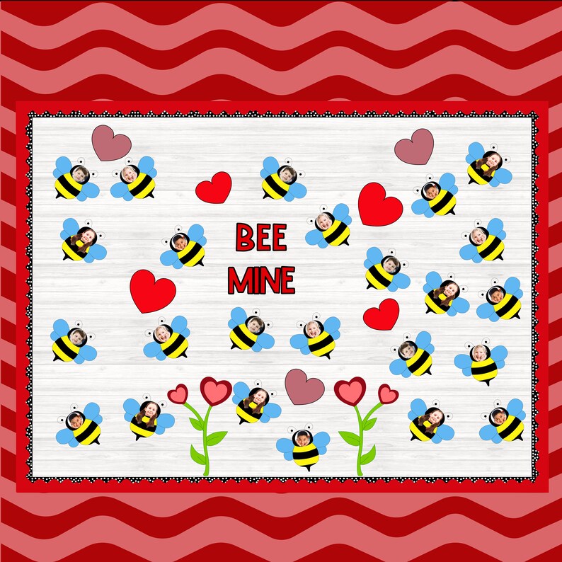 Bee My Valentine Bulletin Board | Children's Faces Bulletin Board - Etsy