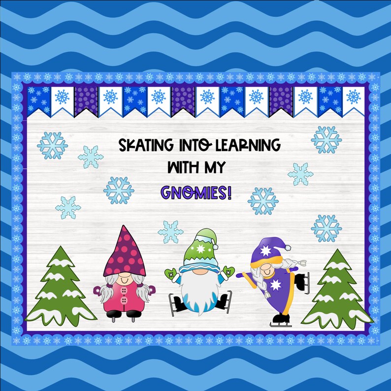 New Year, Skating Gnomes Bulletin Board Kit - Etsy