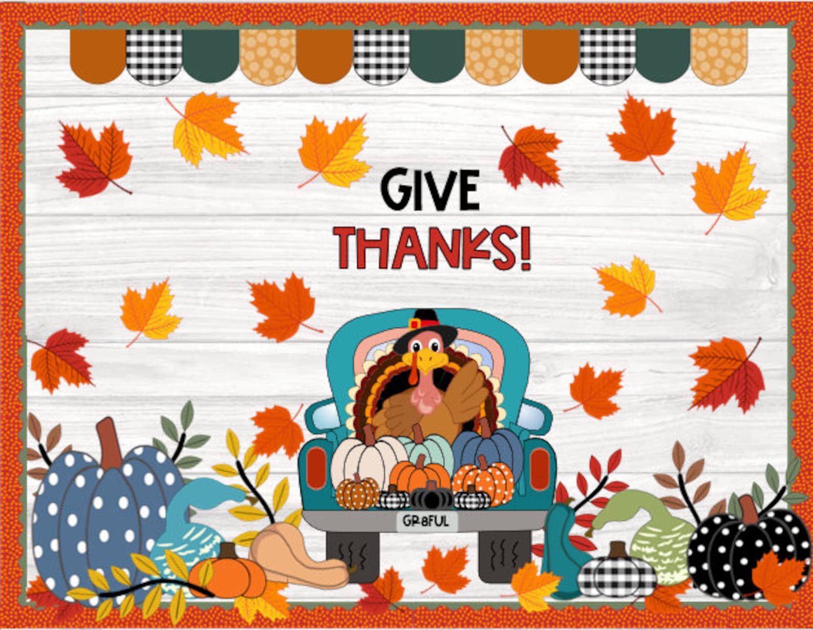 Thanksgiving Bulletin Board Turkey Day Pumpkin Fall Truck - Etsy