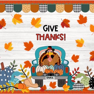 Thanksgiving Bulletin Board Turkey Day Pumpkin Fall Truck - Etsy