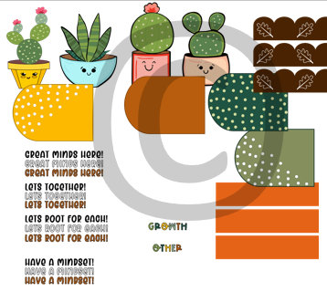 Cactus Grow Together Bulletin Board Kit, Plants Succulents, Editable ...