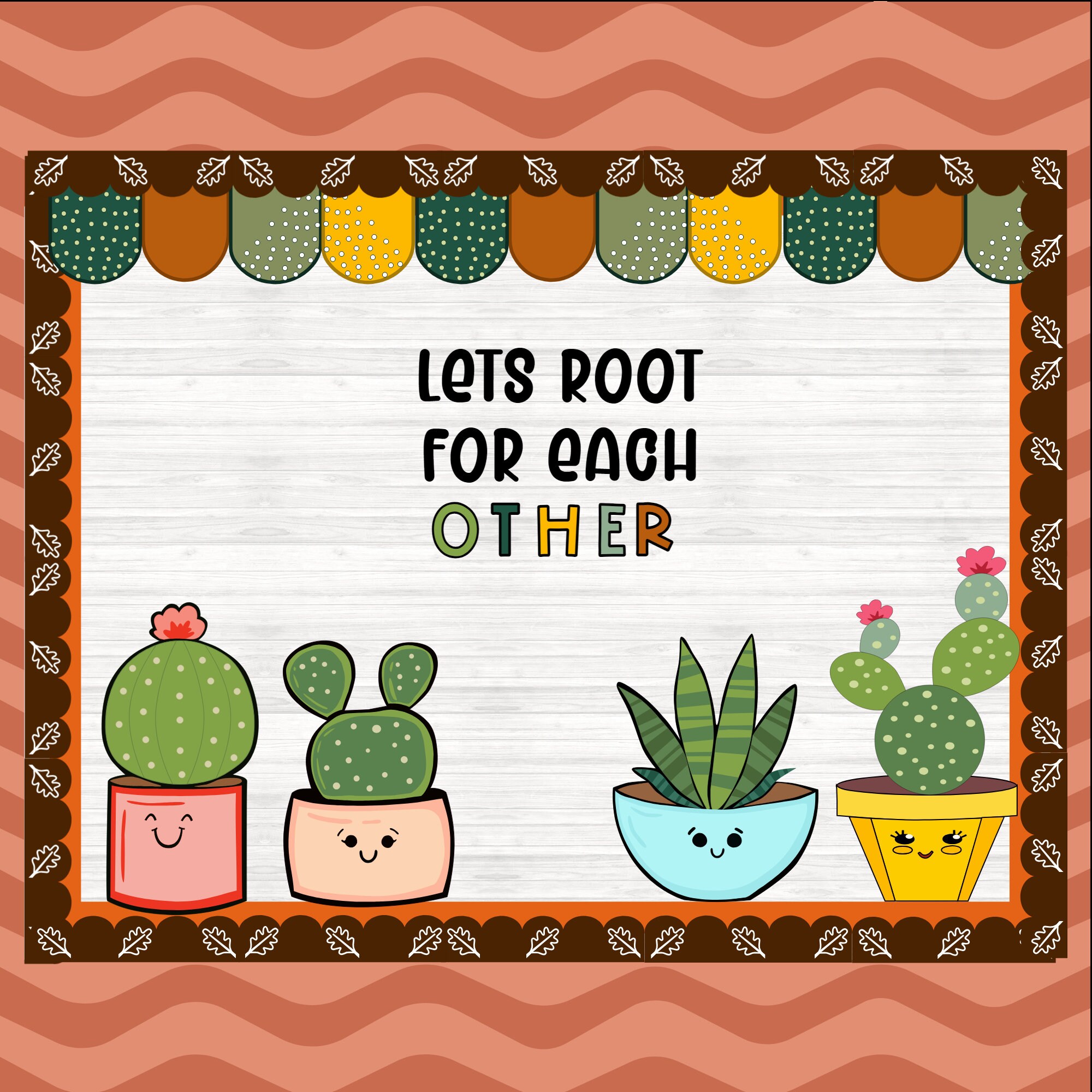 Cactus Grow Together Bulletin Board Kit, Plants Succulents, Editable ...