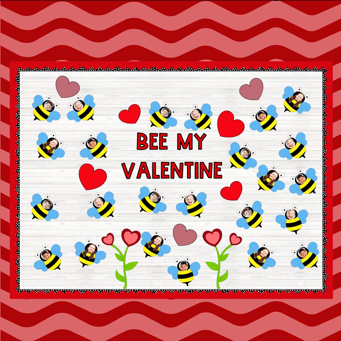 Bee My Valentine Bulletin Board | Children's Faces Bulletin Board - Etsy