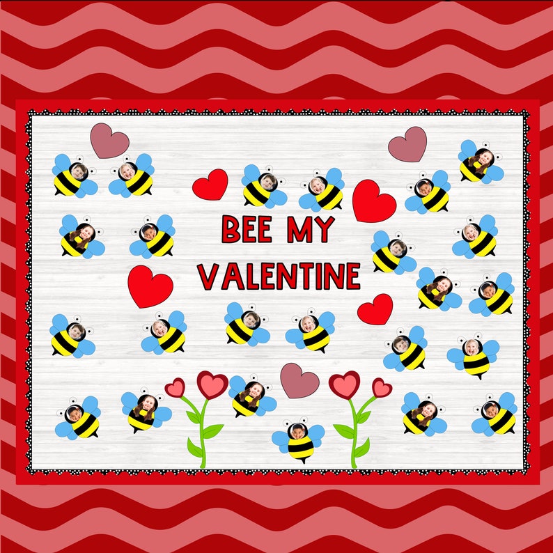 Bee My Valentine Bulletin Board | Children's Faces Bulletin Board - Etsy