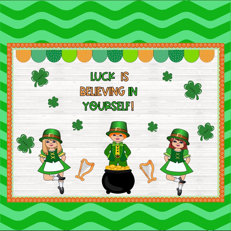 Leprechaun Bulletin Board | St. Patty's Day Bulletin Board | Dancing ...