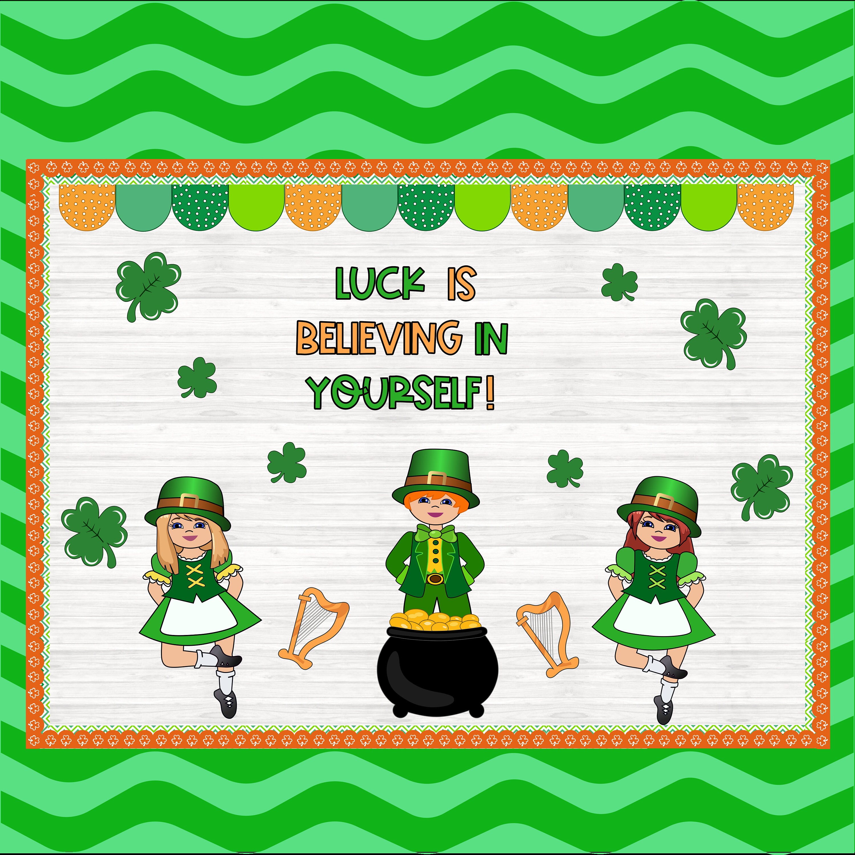 Leprechaun Bulletin Board | St. Patty's Day Bulletin Board | Dancing ...