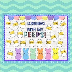 April Bulletin Board, Spring Classroom Décor, Peeps Bulletin Board ...