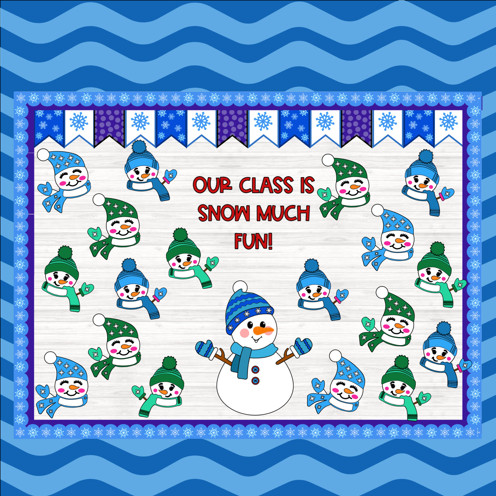 Snowmies, Editable Snowman Bulletin Board Kit - Etsy