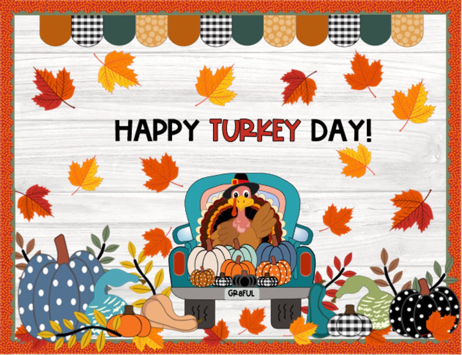 Thanksgiving Bulletin Board Turkey Day Pumpkin Fall Truck - Etsy