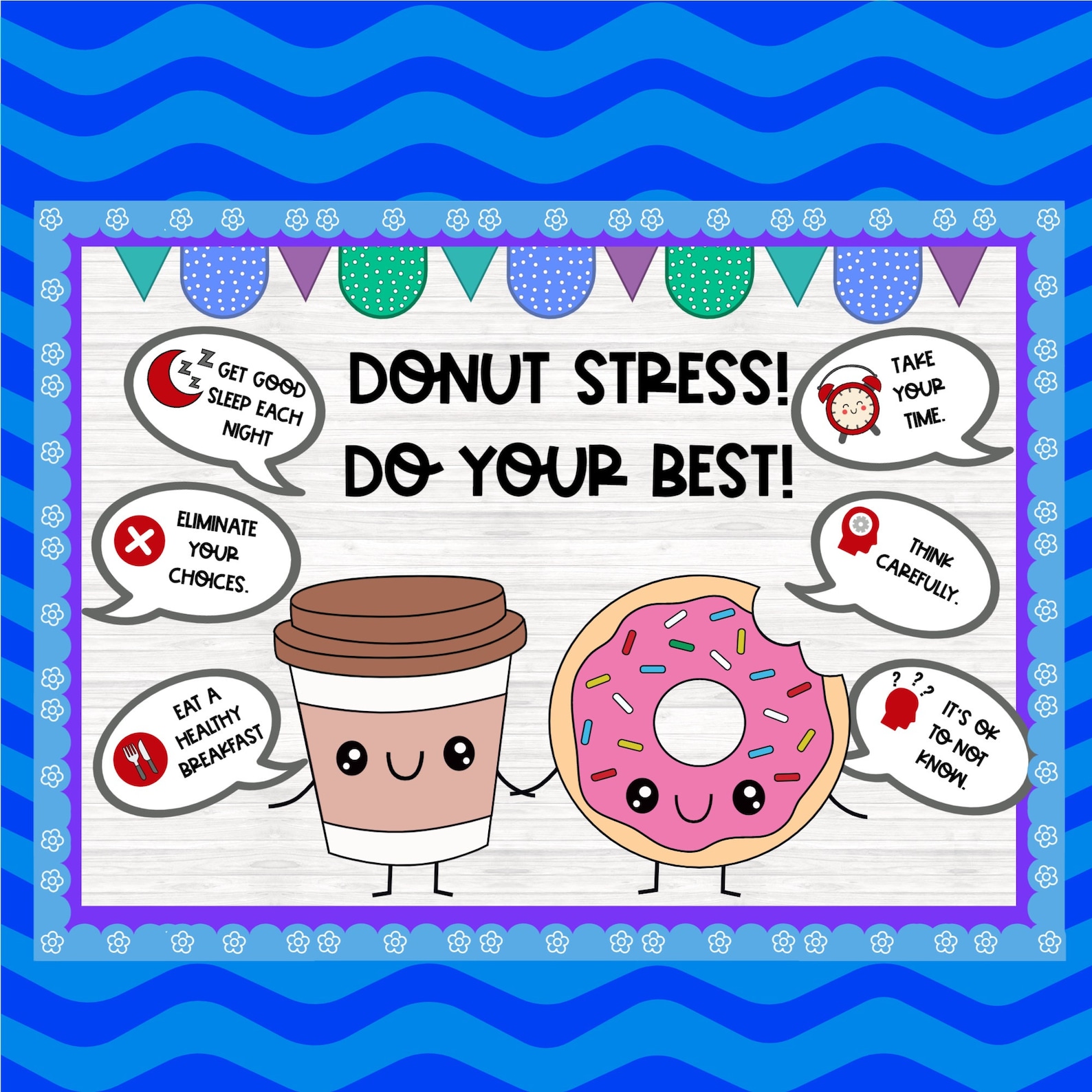Donut Stress Do Your Best Printable Classroom Bulletin Board Kit / Door ...