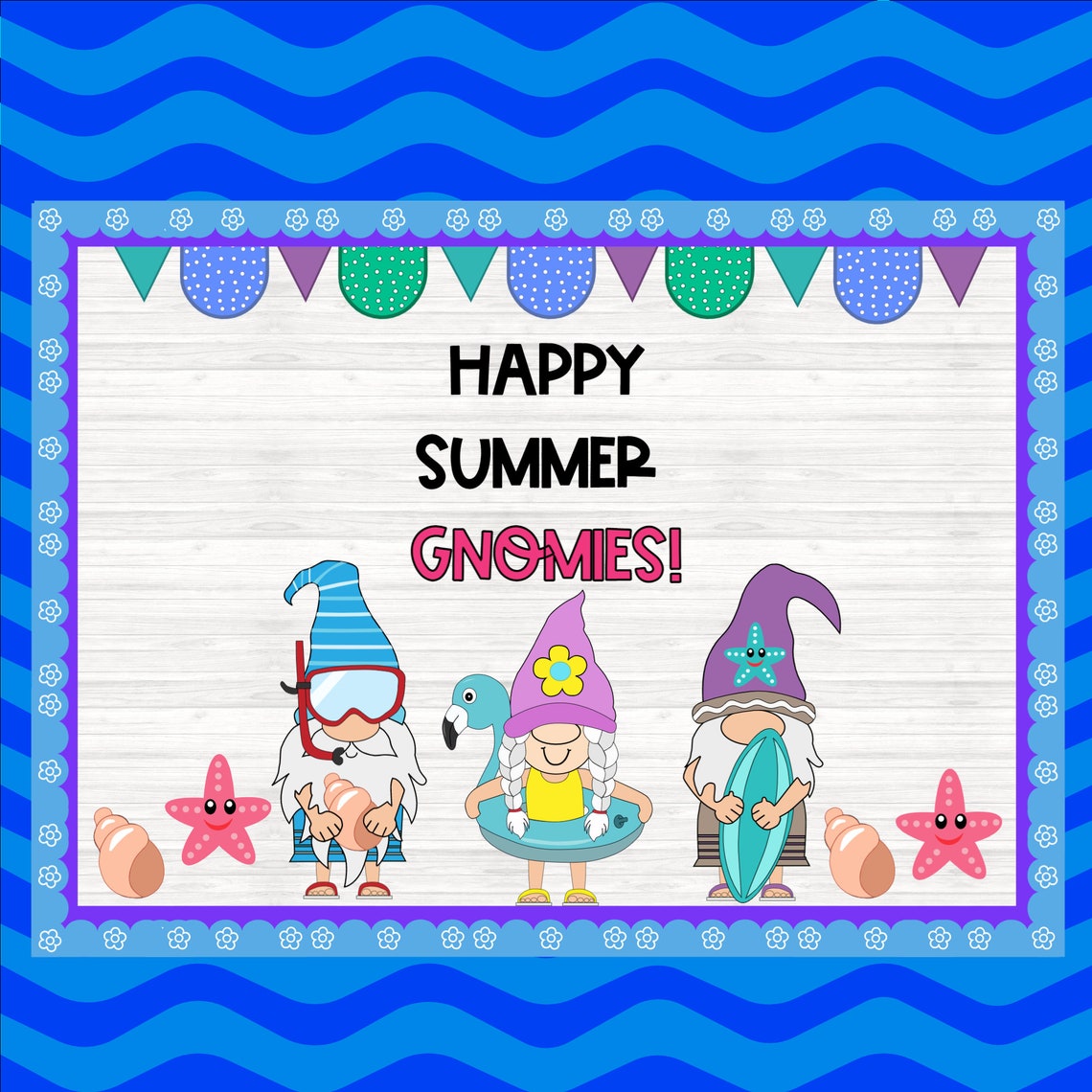 Floating Into Summer - Summer Beach Gnomies - Gnome Bulletin Board Kit ...