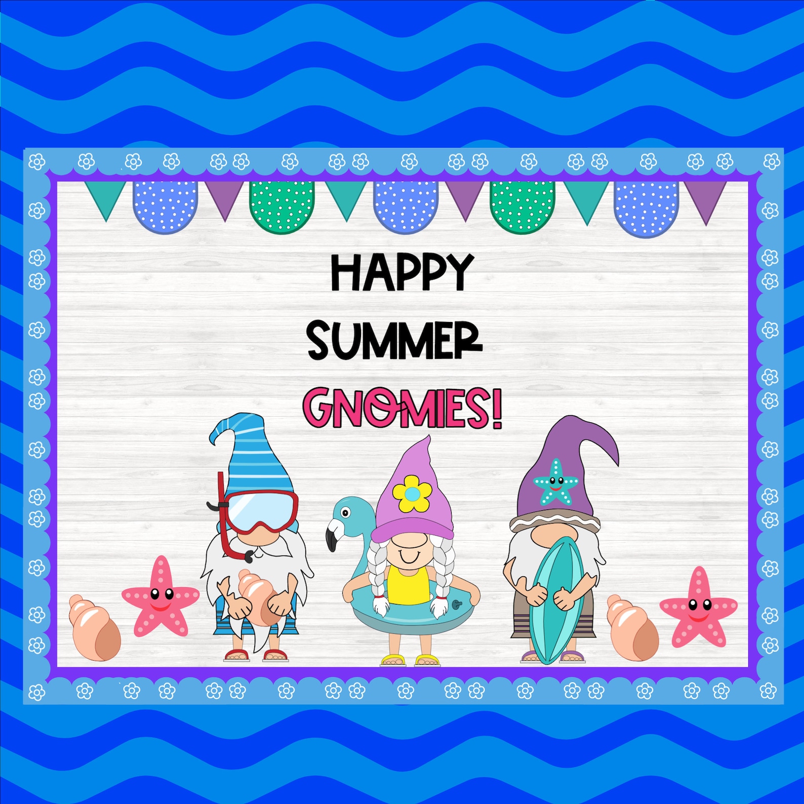 Floating Into Summer - Summer Beach Gnomies - Gnome Bulletin Board Kit ...