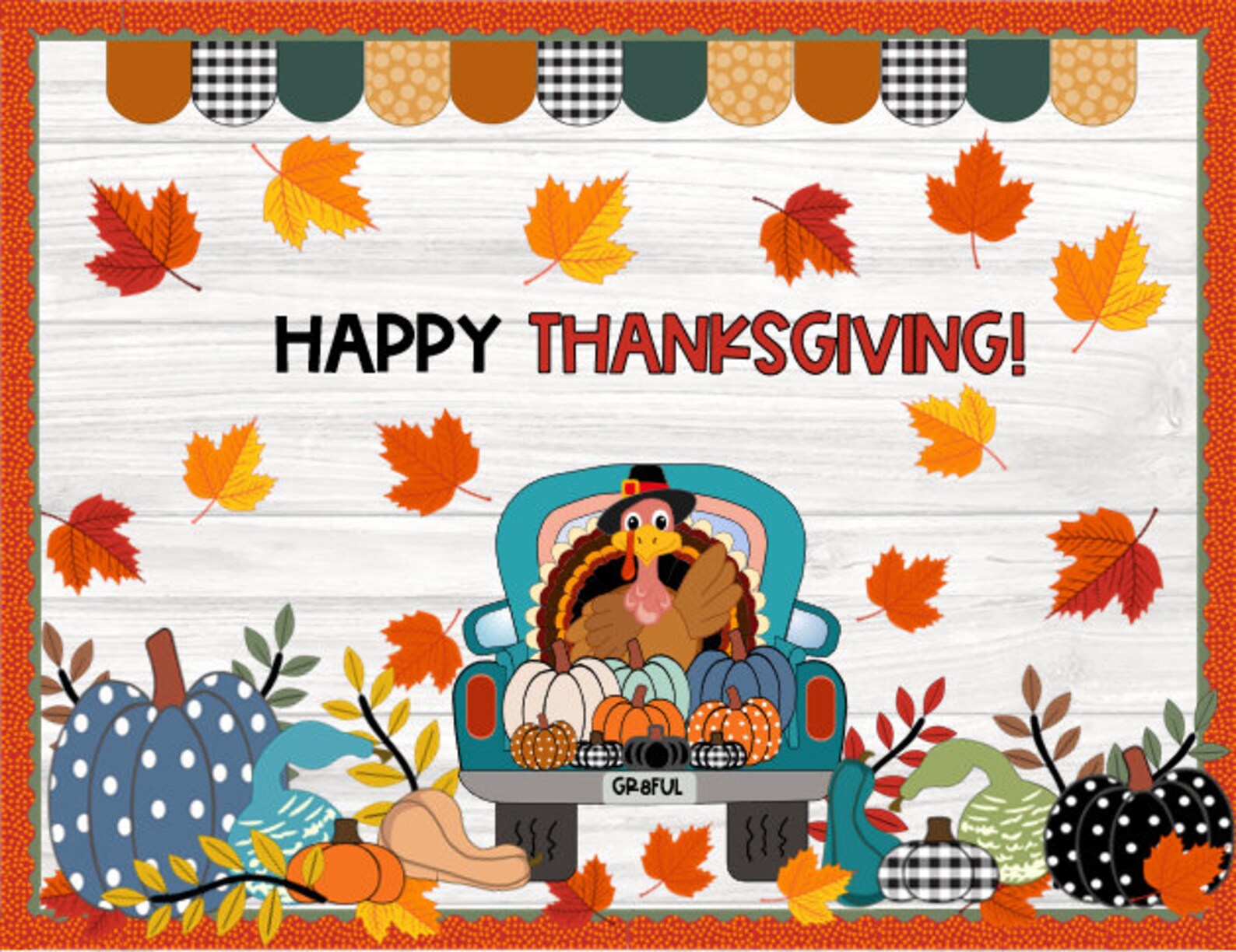 Thanksgiving Bulletin Board Turkey Day Pumpkin Fall Truck - Etsy