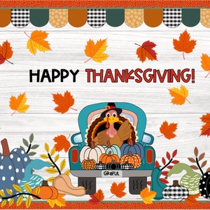 Thanksgiving Bulletin Board Turkey Day Pumpkin Fall Truck - Etsy