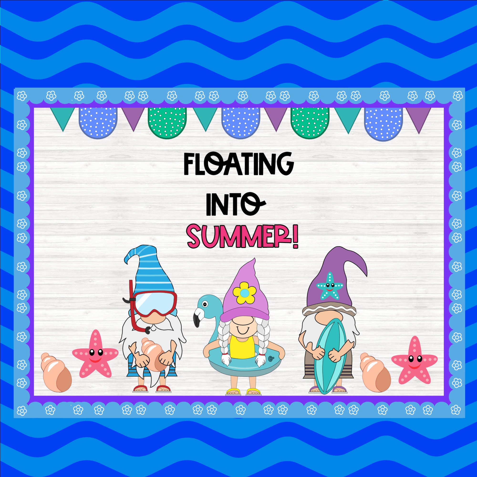 Floating Into Summer - Summer Beach Gnomies - Gnome Bulletin Board Kit ...