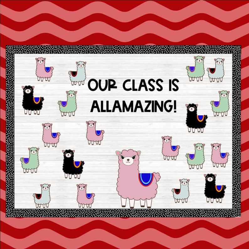 Llama Bulletin Board Llama Love Bulletin Board Door Décor Kit Editable ...