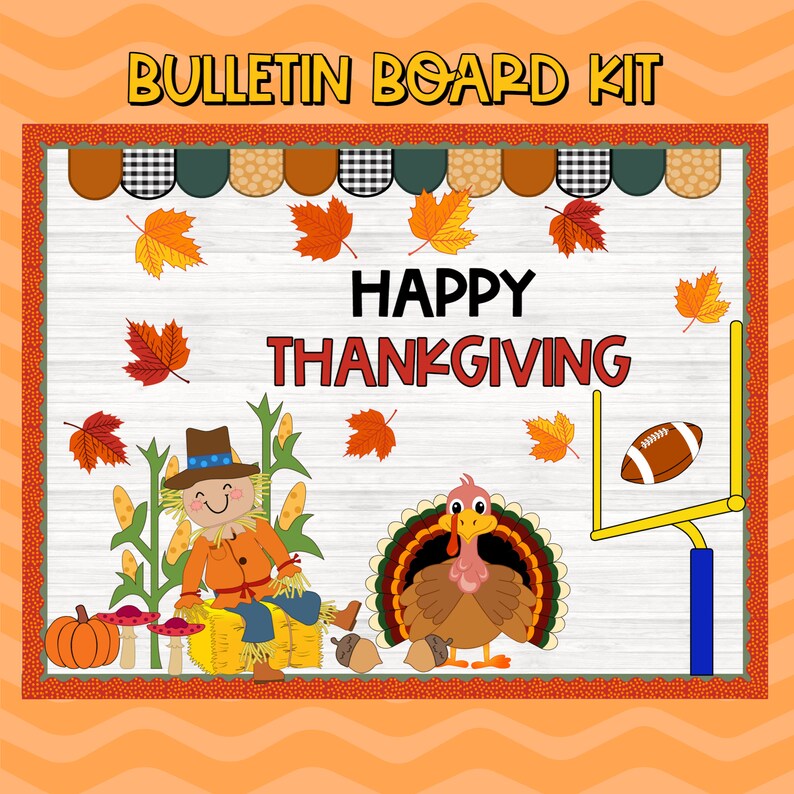 Thanksgiving, Turkey Day, Pumpkin, Fall, Scarecrow, Football, Bulletin ...