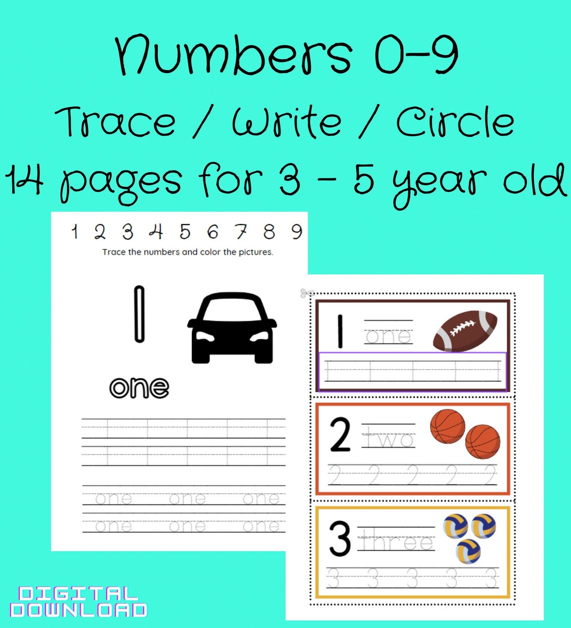 Number 0-9 Tracing Printable Workbook, Preschool, Kindergarten ...