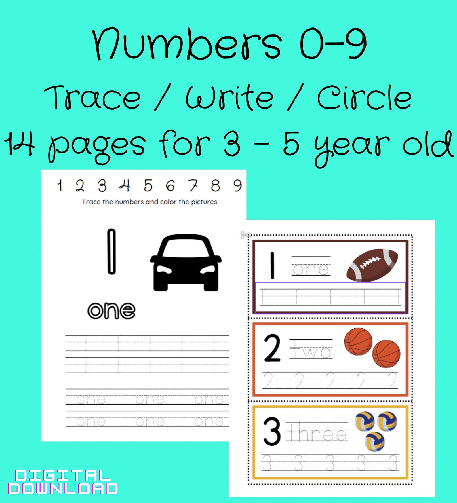 Number 0-9 Tracing Printable Workbook, Preschool, Kindergarten ...