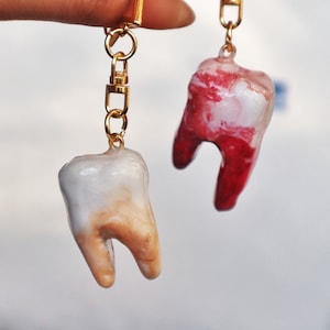 Tooth Keychain - Hand Made Clay Teeth Pendants - Grunge Keychain for ...