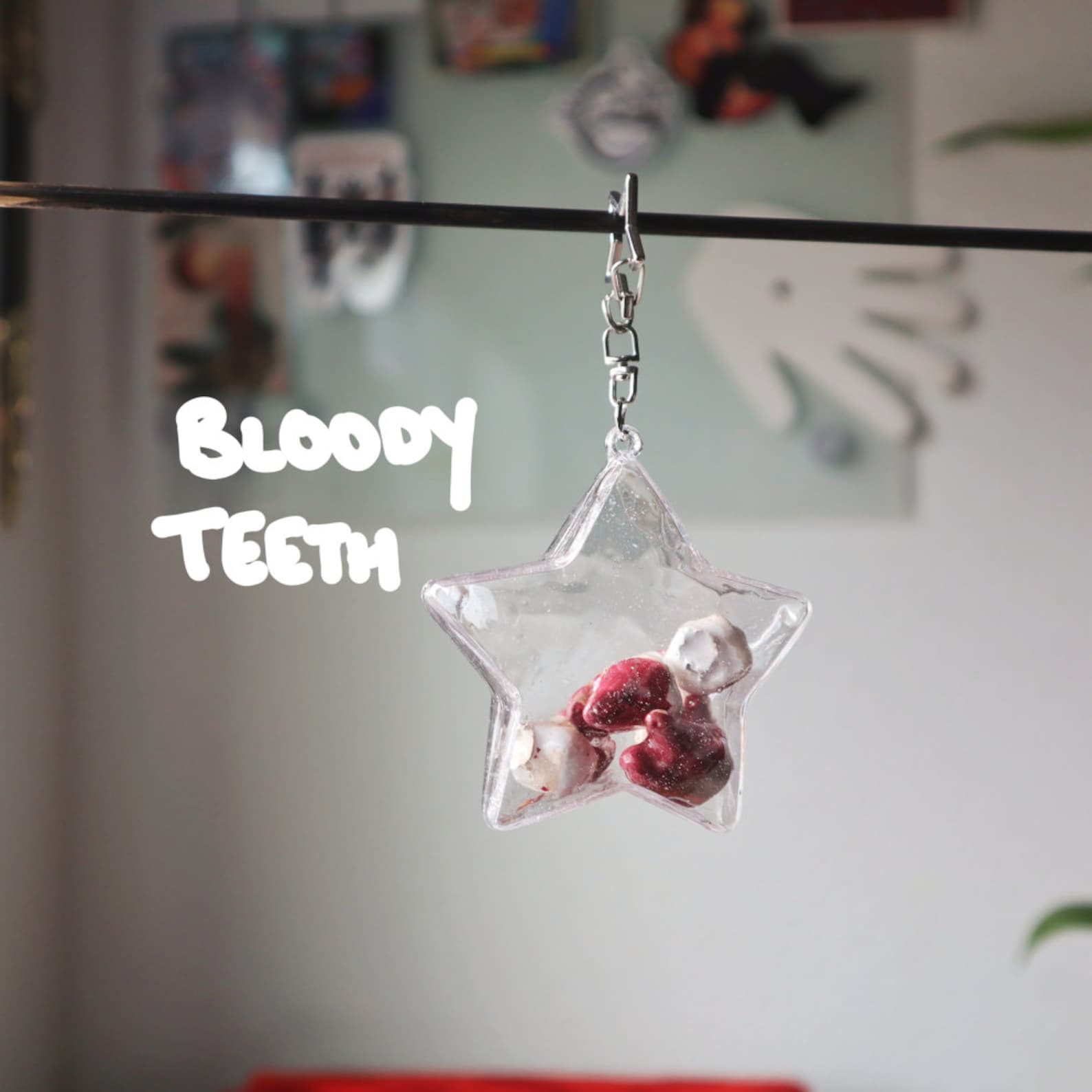 Teeth Shaker Keychain Hand Made Teeth Pendants Grunge Keychain for ...