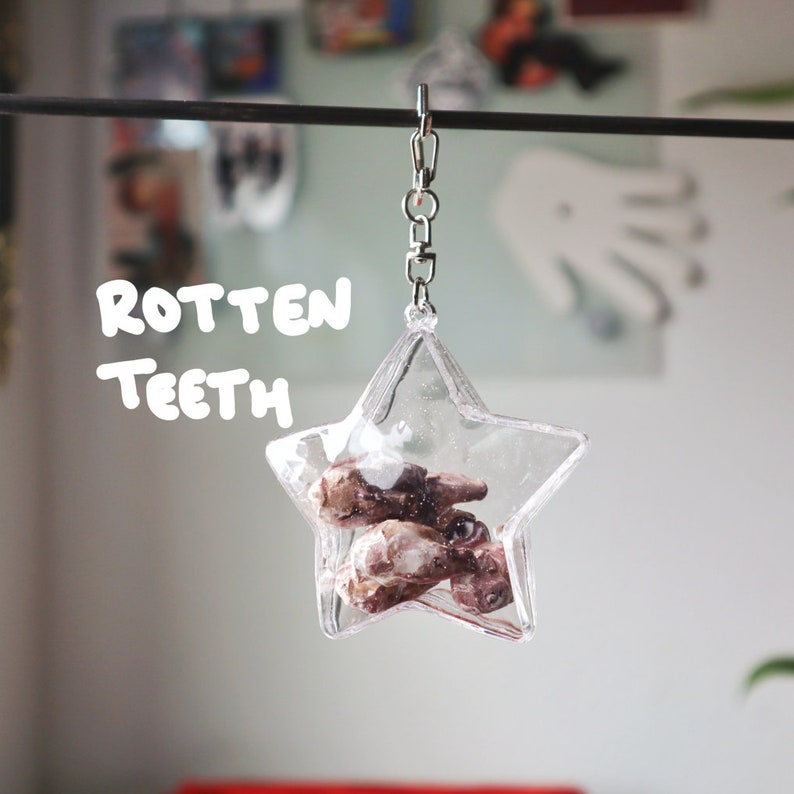 Teeth Shaker Keychain - Hand Made Teeth Pendants - Grunge Keychain for ...