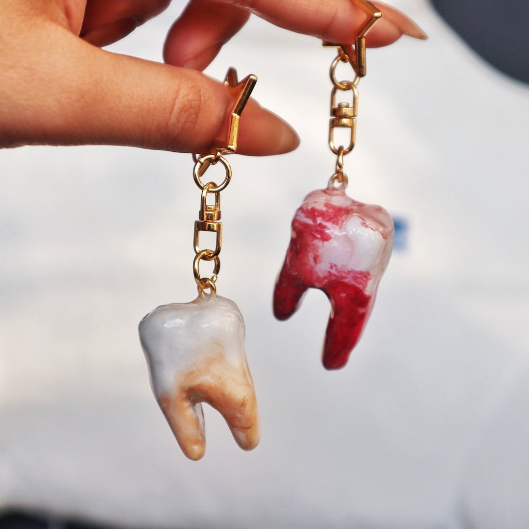 Teeth Keychain Hand Made Clay Teeth Pendants Grunge Keychain for ...