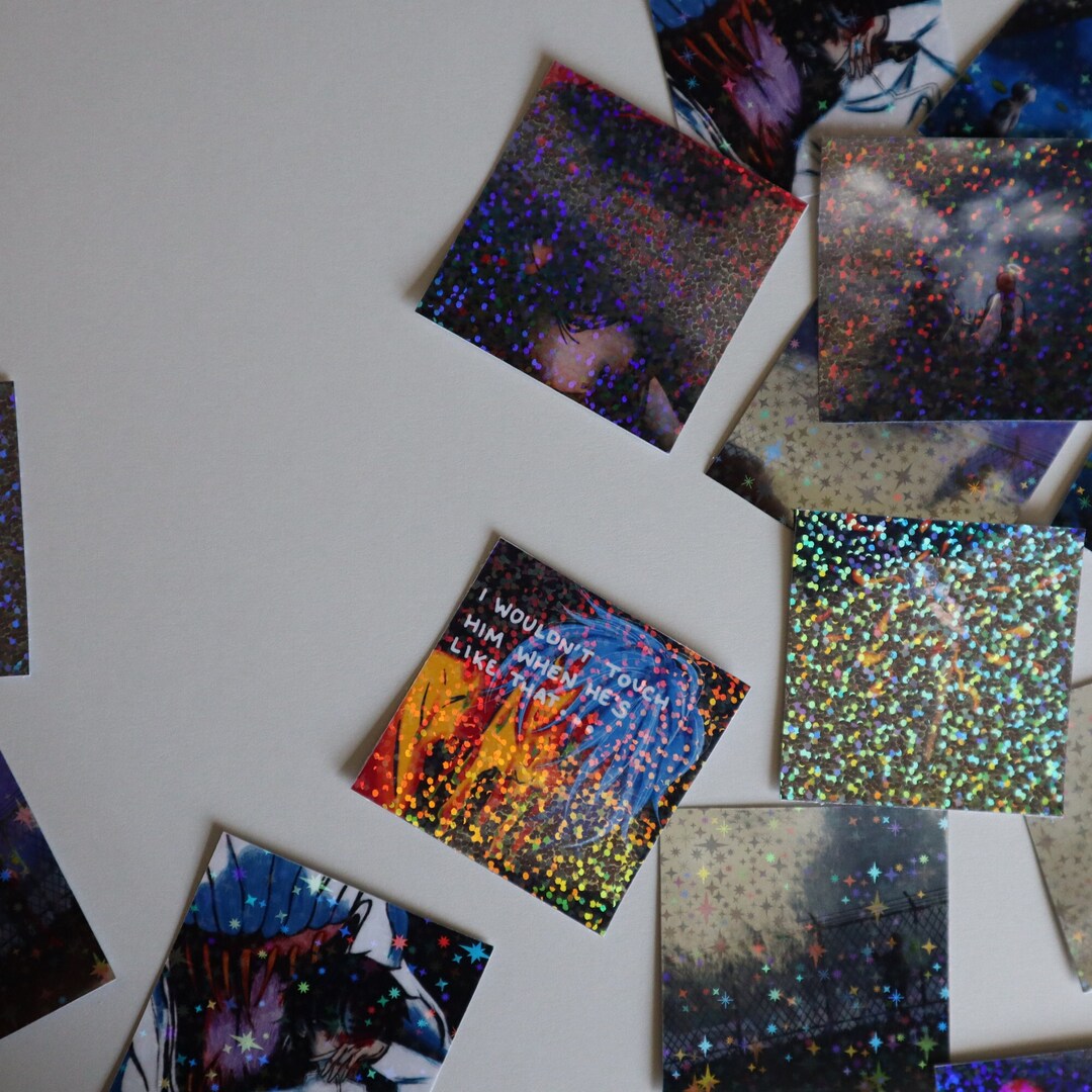 Small Print Holographic Stickers Vinyl Die Cut Decal for - Etsy