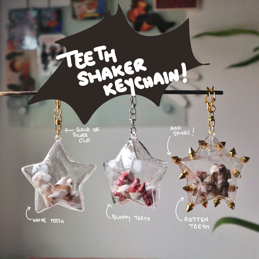 Teeth Shaker Keychain Hand Made Teeth Pendants Grunge Keychain for ...