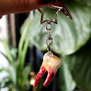 Tooth Keychain - Hand Made Clay Teeth Pendants - Grunge Keychain for ...