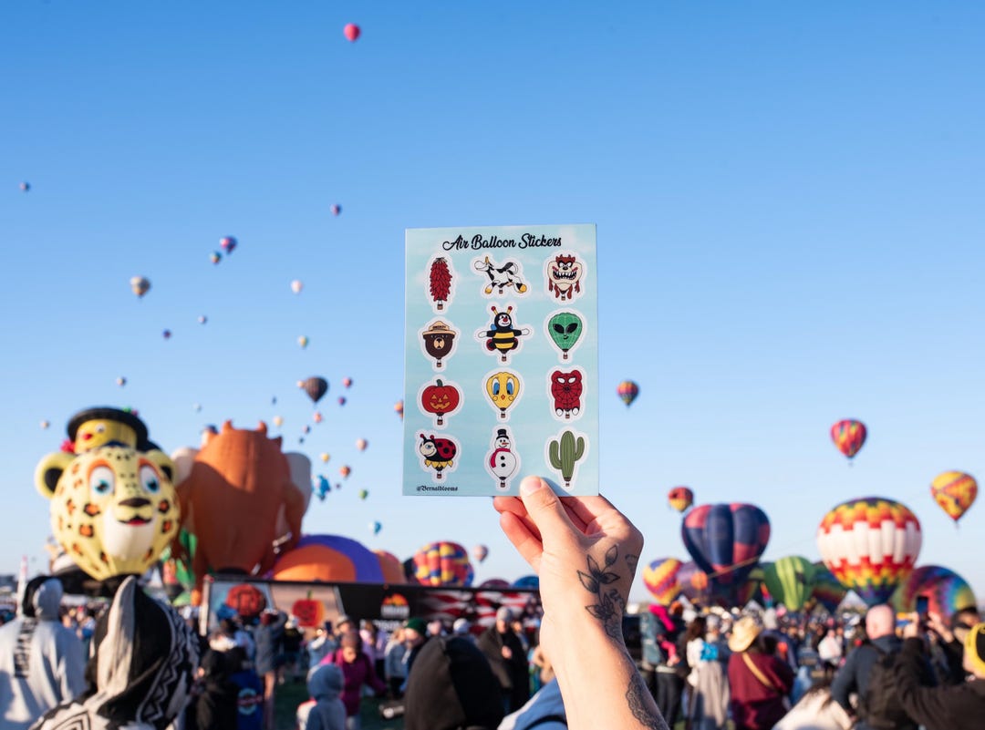 Hot Air Balloon Sticker Sheet, Ballon Fiesta Sticker, Albuquerque ...