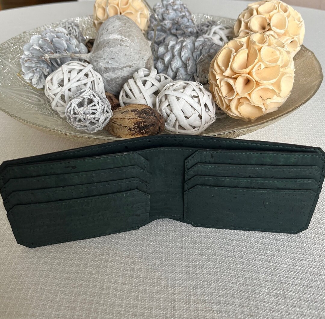 Cork Bifold Wallet Forest Green Vegan Wallet Sustainable Gifts - Etsy