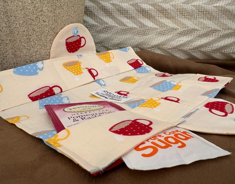Cotton Travel Tea Bag Wallet: Handmade Tea & Sweetener Purse - Etsy
