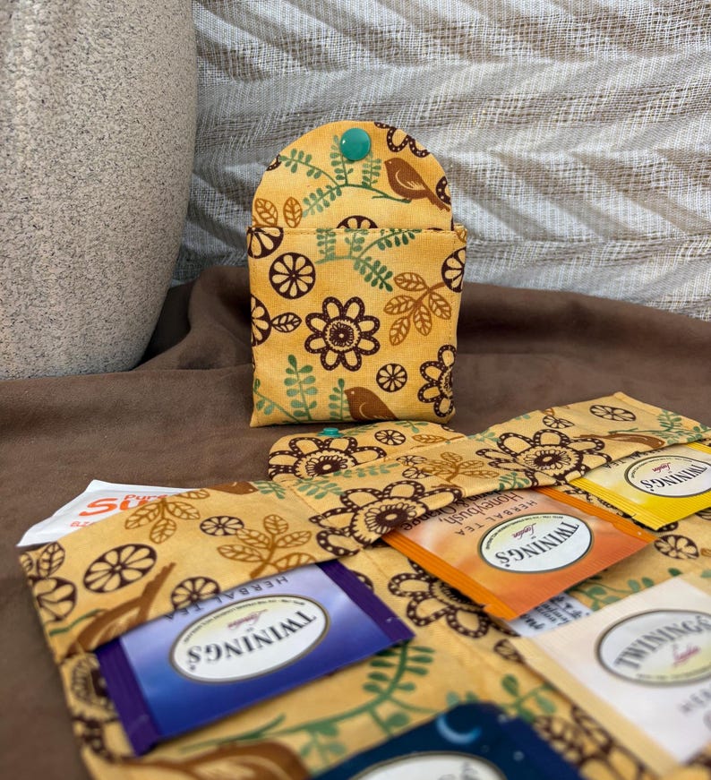 Cotton Travel Tea Bag Wallet: Handmade Tea & Sweetener Purse - Etsy