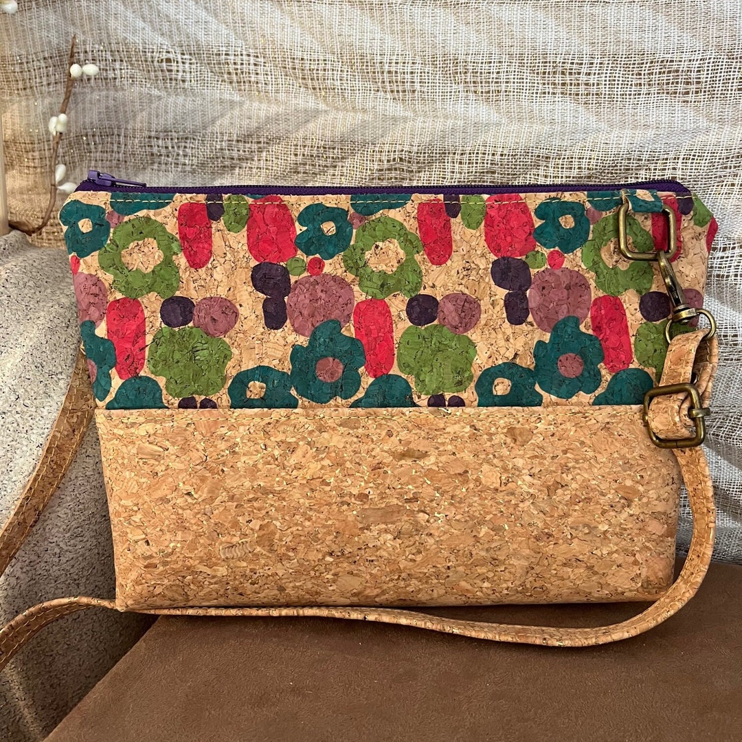 Natural Cork Crossbody Purse Floral Print Sustainable Gifts Crossbody ...