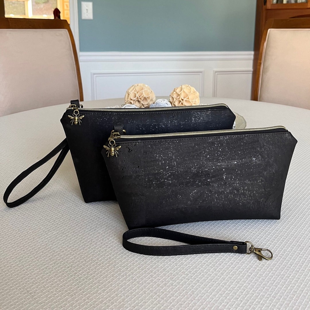 Cork Makeup Bag - Waterproof Bee Interior - Clutch Purse - Sustainable ...