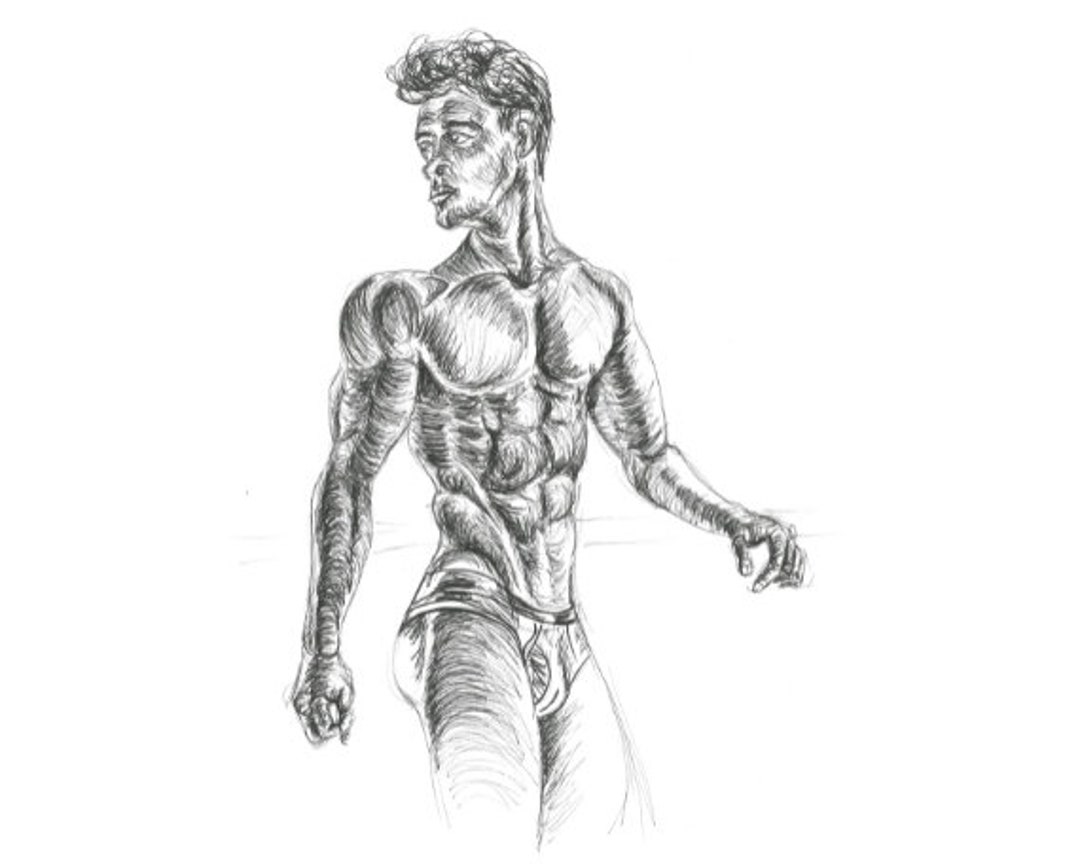 Original Gay Art Male Figure Drawing - Etsy
