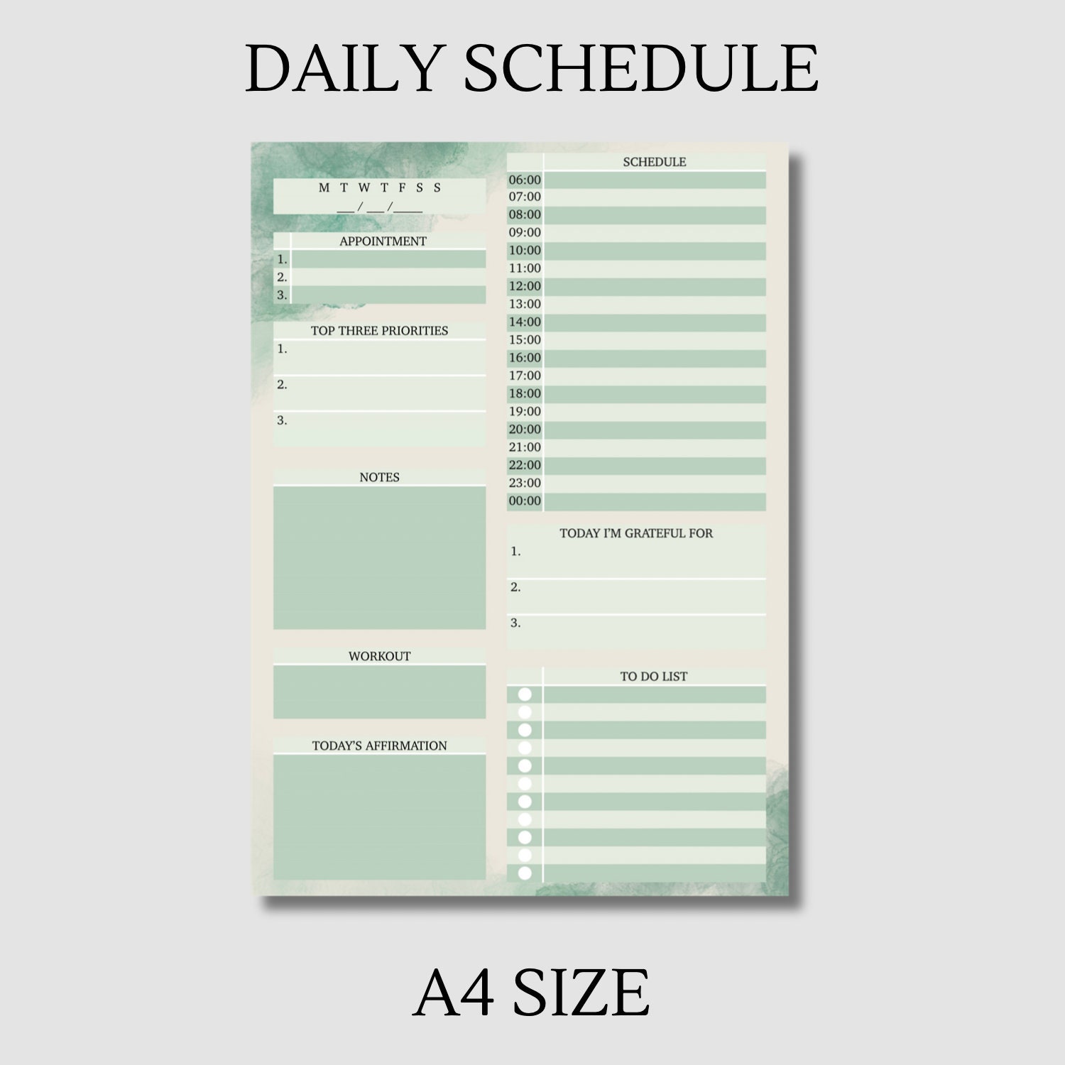 Daily Schedule Planner A4 Printable Digital - Etsy