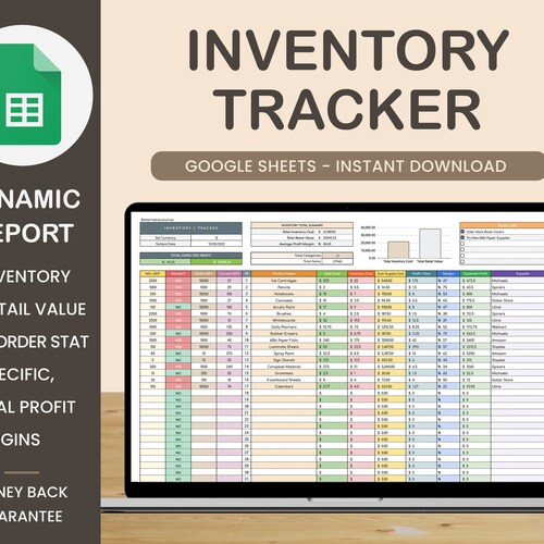 Inventory Tracker Spreadsheet Google Sheets Template - Etsy