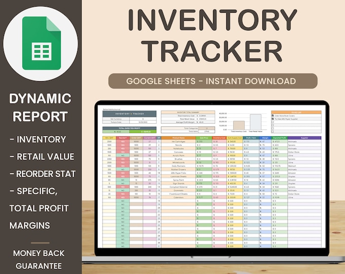 Inventory Tracker Spreadsheet Google Sheets Template, Inventory ...