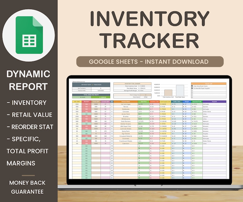 Inventory Tracker Spreadsheet Google Sheets Template, Inventory ...