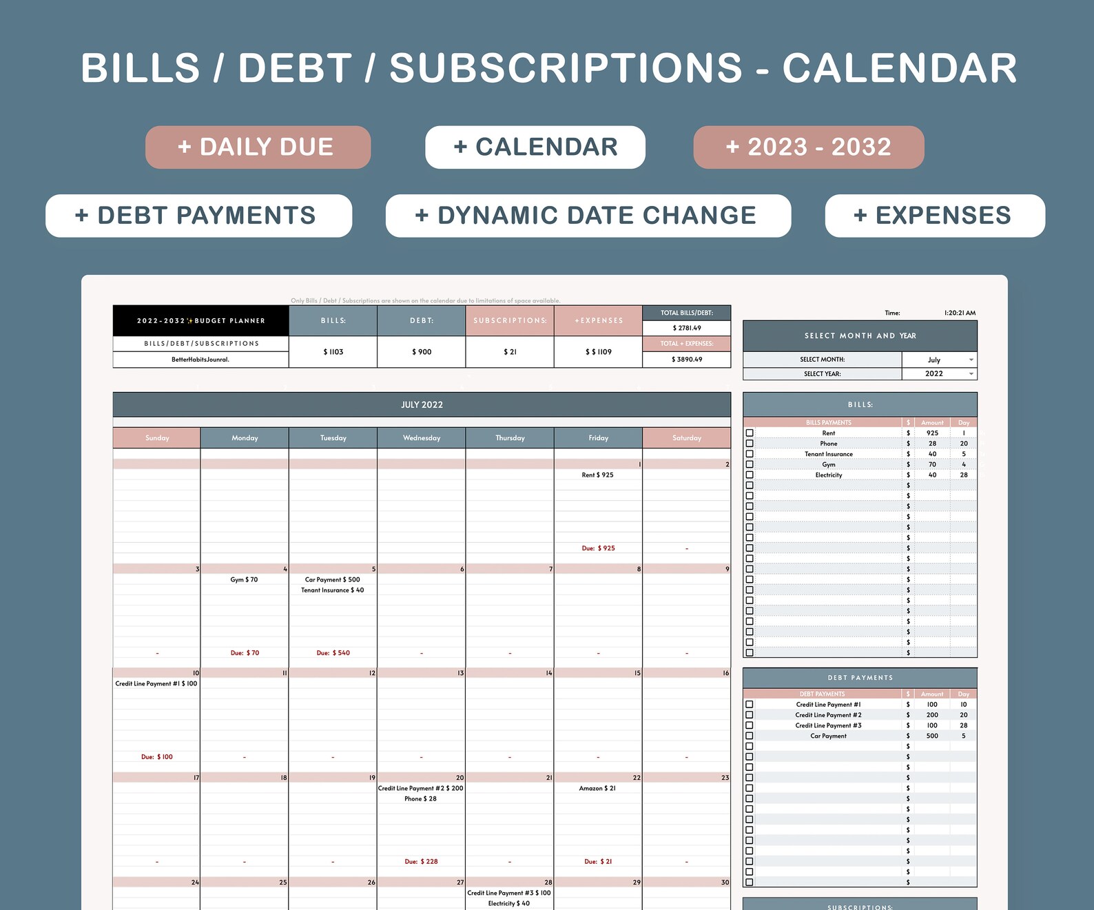 Google Sheets Monthly Budget Spreadsheet, Digital Budget Planner Track ...