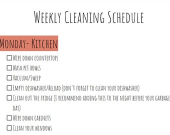Cleaning Schedule - Etsy