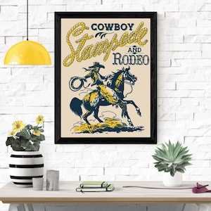 Western Cowboy Wall Art – Retro Western Aesthetic, Rodeo Poster Print ...