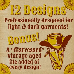 Retro Cowboy Western PNG Designs, Bundle #2, Set of 12 Western Digital ...