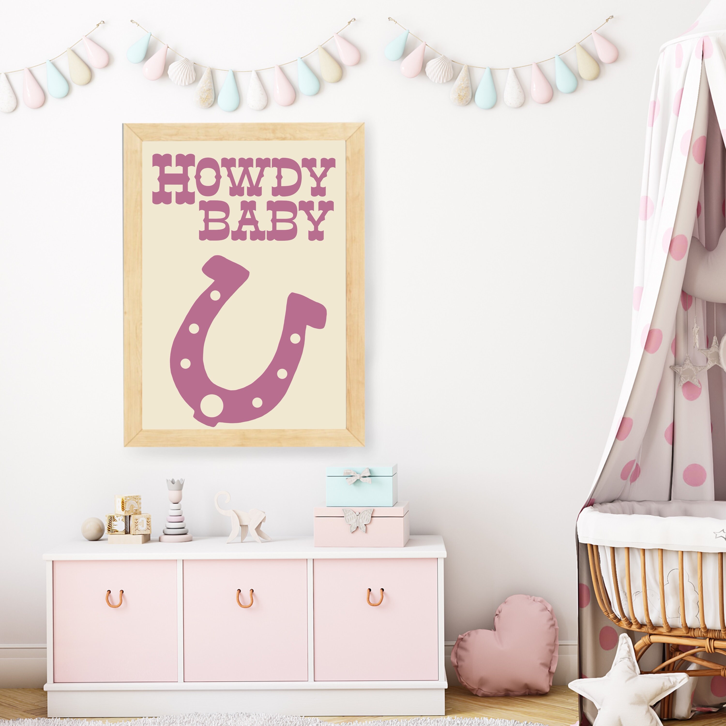 Howdy Baby Pink Cowboy Wall Art PDF, Printable Western Décor, Western ...