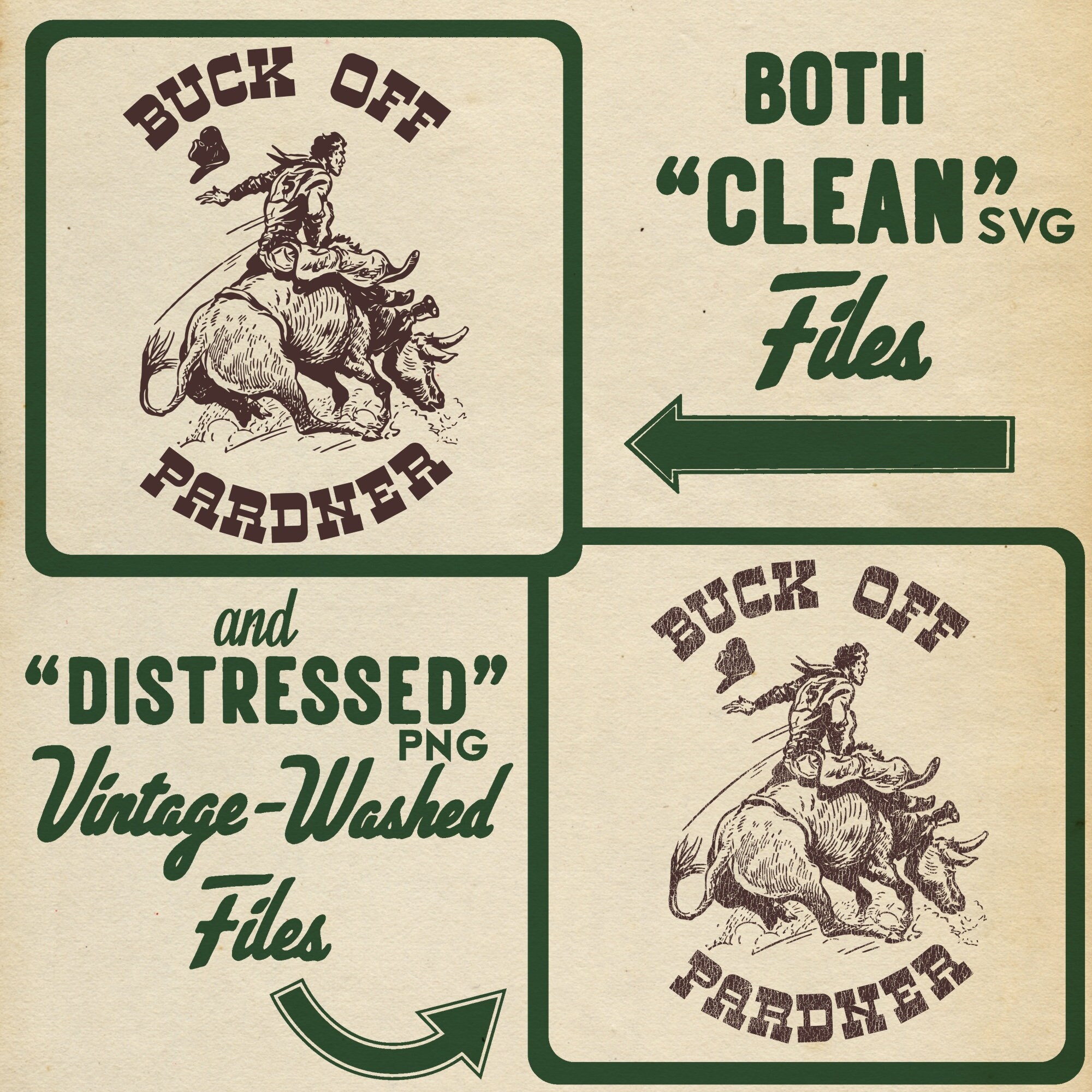 Buck off Pardner - Retro Cowboy Instant Digital Download - Western ...