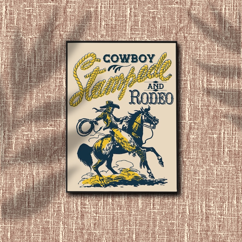 Western Cowboy Wall Art – Retro Western Aesthetic, Rodeo Poster Print ...