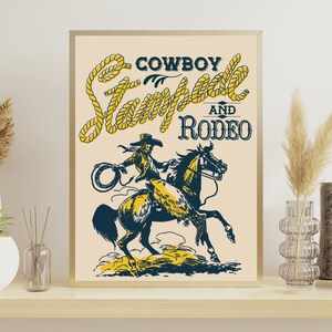 Western Cowboy Wall Art – Retro Western Aesthetic, Rodeo Poster Print ...